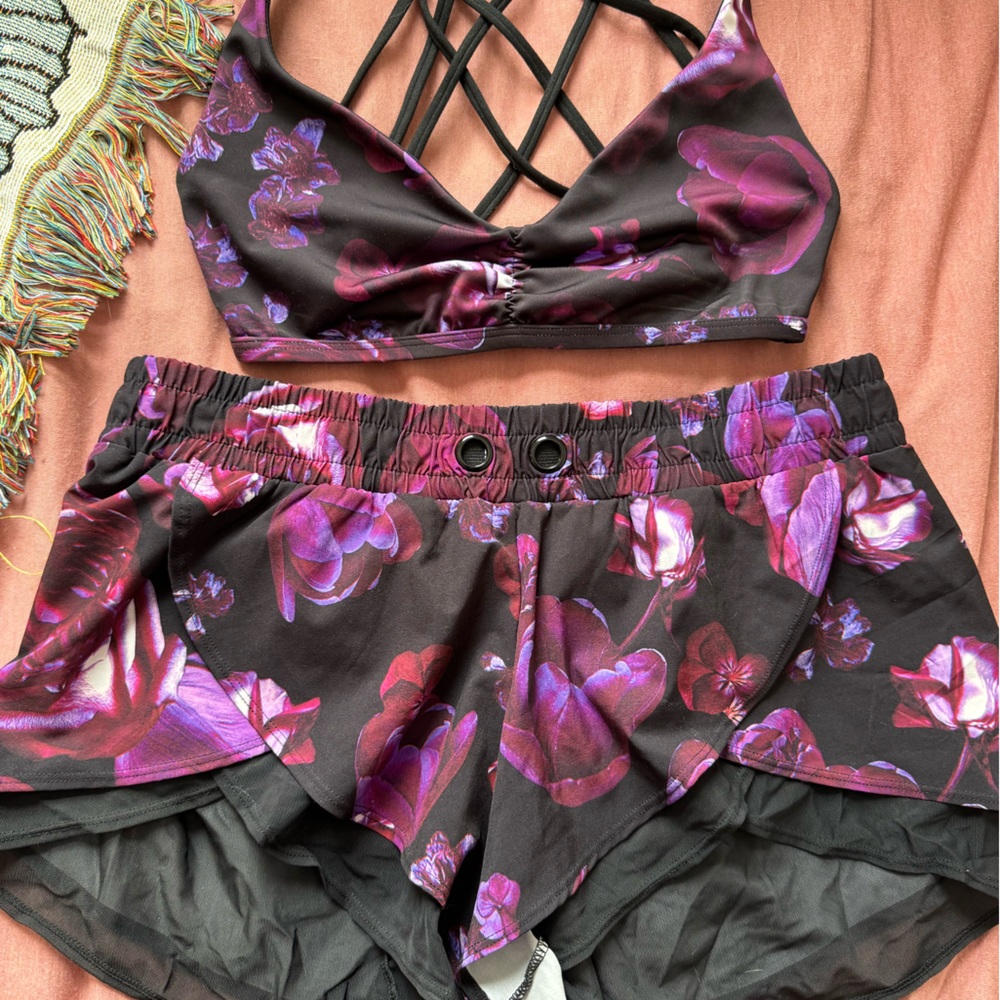 Retired Popflex Blogilates Floral Bra And Short Set S… - Gem